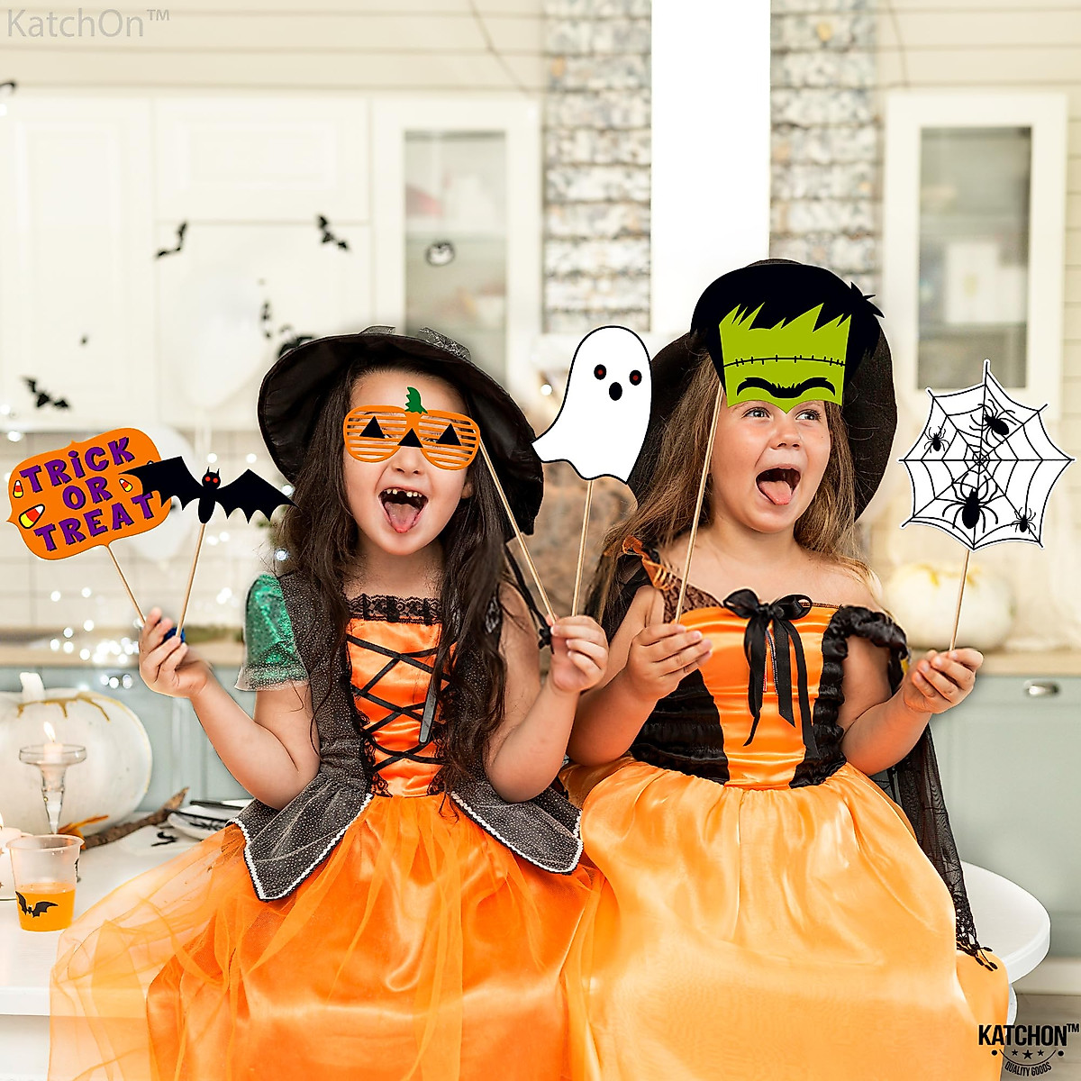 KatchOn, Scary Halloween Photo Booth Props - Large, Pack of 22 | Hocus Pocus Halloween Photo Props for Photoshoot | Halloween Selfie Props | Halloween Picture Props for Halloween Party Decorations