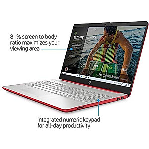 HP 2023 15.6" HD Laptop Computer Intel Dual-Core Pentium Gold 6405U 4GB DDR4 500GB HDD Intel UHD Graphics HD Webcam Bluetooth RJ-45 USB-C HDMI Windows 10 Scarlet Red w/RE 32GB USB