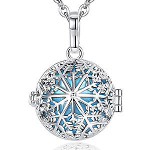 EUDORA Harmony Bola Snowflake Blue Winter Snow Baby Tone Musical Chime Ball Pendant Pregnancy Necklace