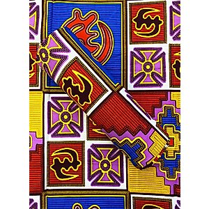 African Wax Print in Meba Wo Abrokyere Design - Gye Nyame- Red, Blue, Yellow, Lilac, Brown, White-Sell by 6 Yards- 100% Cotton