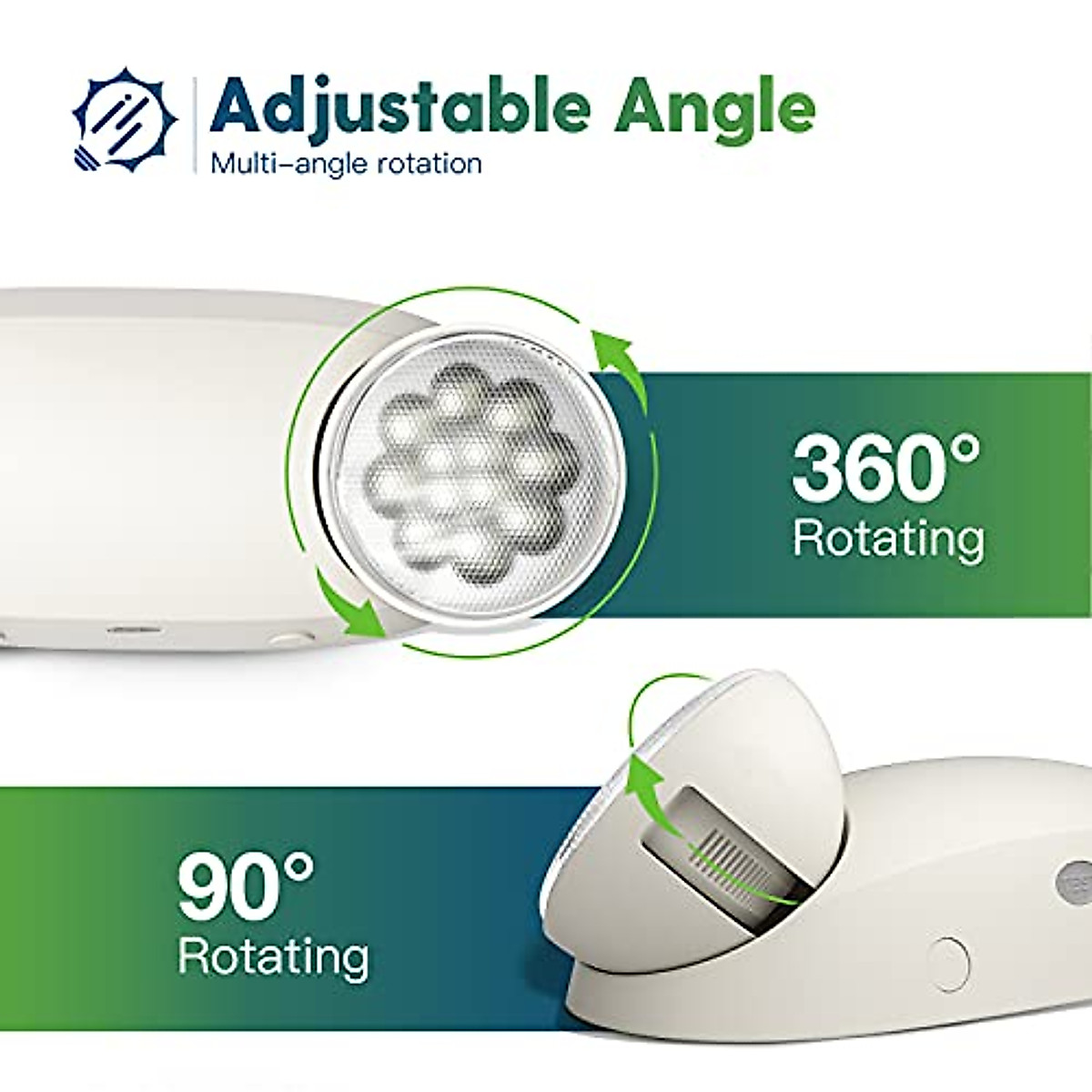 FREELICHT 4 Pack Emergency Light, Emergency Lights for Business, Emergency Lighting with Battery Backup, Two Head Adjustable LED Emergency Lighting, UL 924 Certified