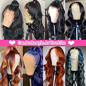 YELHADU Body Wave Lace Front Wigs Human Hair Pre Plucked 13x4 HD Lace Frontal Wigs Human Hair 180 Density Natural Black Wigs for Women Human Hair Lace Front Wig with Baby Hair Glueless 22 Inch