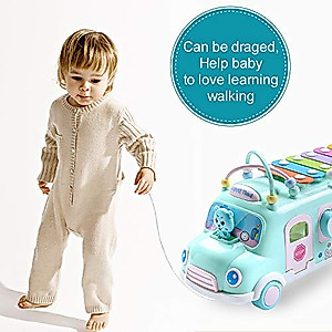 EFOSHM Intellectual School Bus Baby Toy, Piano Music Bus Toys Toddler for 1-3 Years,Shape Puzzles Knocking Piano Educational Musical Toys Gifts for 1 Year Old Boy and Girl Christmas Birthday