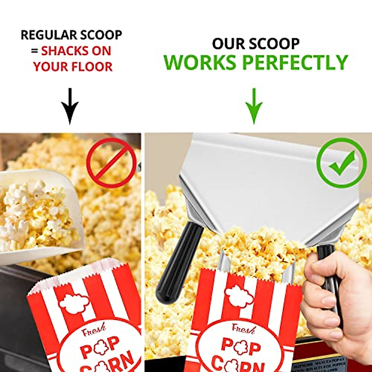 CUSINIUM Double Handle Popcorn Scoop and Dredge Bundle - Metal Popcorn Scooper - French Fry Scoop