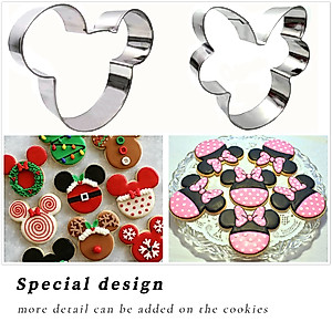 XUNMEINT Mickey Mouse Cookie Cutter Set with Storage Box, Mickey Head, Minnie, Glove, Shoe, Shorts, Mickey Shapes Sandwich Cutter, 8 Pcs DIY Bento Lunchbox Box Fruit Vegetable Cutters for Kids