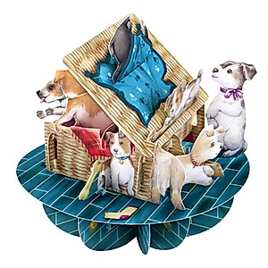 Santoro Pirouette, 3D Pop Up Greeting Card - Puppies In A Basket - Dog And Puppy Birthday Card For Her, Him, Kids, Daughter, Son