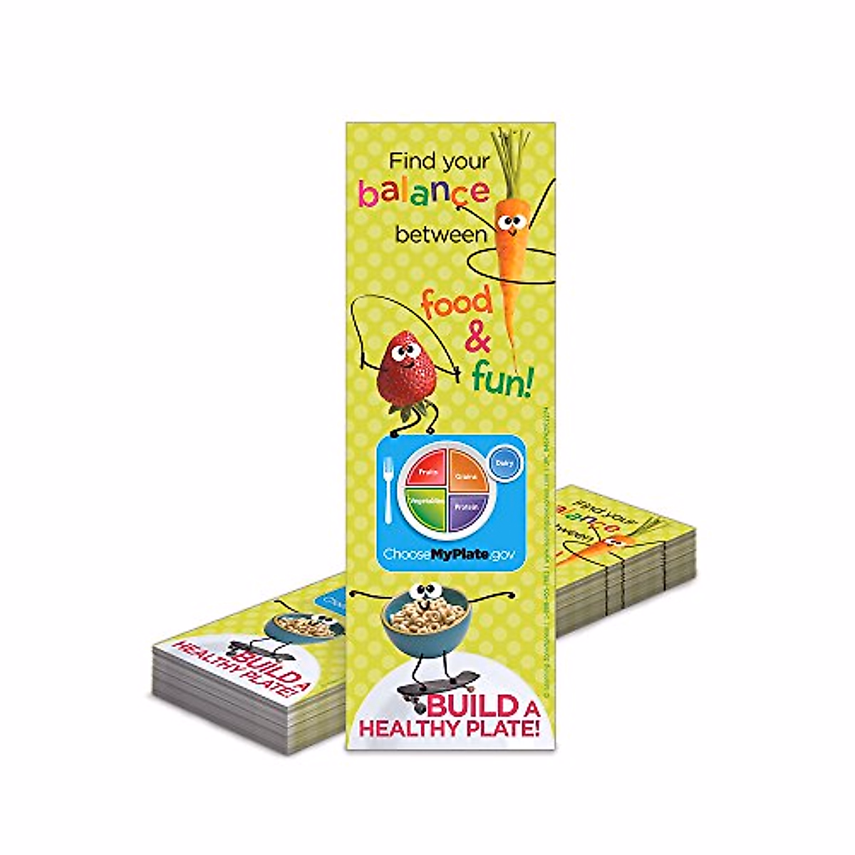 100 Nutrition Bookmarks for Kids | USDA Kids MyPlate Bookmarks | 2 ½” x 7 ½”, 100 per Package, 2-Sided