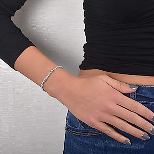 NYC Sterling 3MM Round Cubic Zirconia Classic Tennis Bracelet (rhodium-plated-brass)