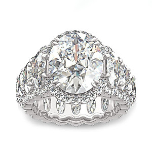 Jeulia 8.2 Carat Halo Rings for Women Sterling Silver Oval Cut Cubic Zirconia Wedding Rings CZ Solitaire Engagement Rings Romantic Jewelry Gift (5.5)