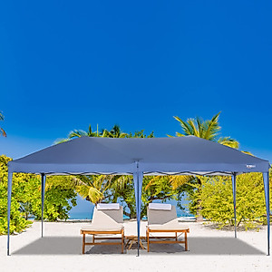 VINGLI 10X20 Feet Pop Up Canopy 6 Removable Sidewalls, One Push Instant Tent with Carry Bag, Outdoor Folding Canopy Tent, Patio Event Gazebo Beach Tent (Blue)