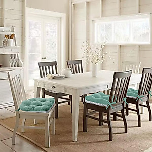 LOVTEX Kitchen Chair Cushions Set of 4, Non-Slip Chair Cushions for Dining Chairs, Shredded Memory Foam Chair Pads with Ties, Tufted Dining Chair Cushions, 15.5" x 15.5", Green