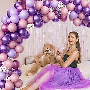OuMuaMua Pink and Purple Balloons, 62Pcs Light Pink Balloon Lavender Balloons Metallic Pink Purple Latex Balloons for Women Girls Birthday Baby Shower Wedding Princess Party Decorations, 12 Inch