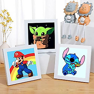 Cartoon Paint by Number for Kids - 4 Pack Cartoon Paint by Numbers for Kids Ages 4-8-12, Easy Paint with Numbers DIY Acrylic Oil Painting Kits for Home Wall Decor 8X8inch