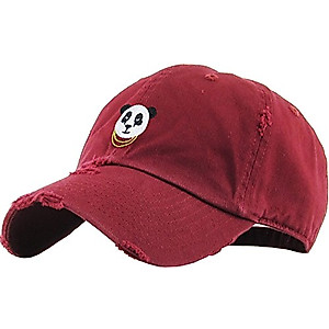 KBSV-056 BUR Panda Dad Hat Baseball Cap Polo Style Unconstructed Adjustable Vintage