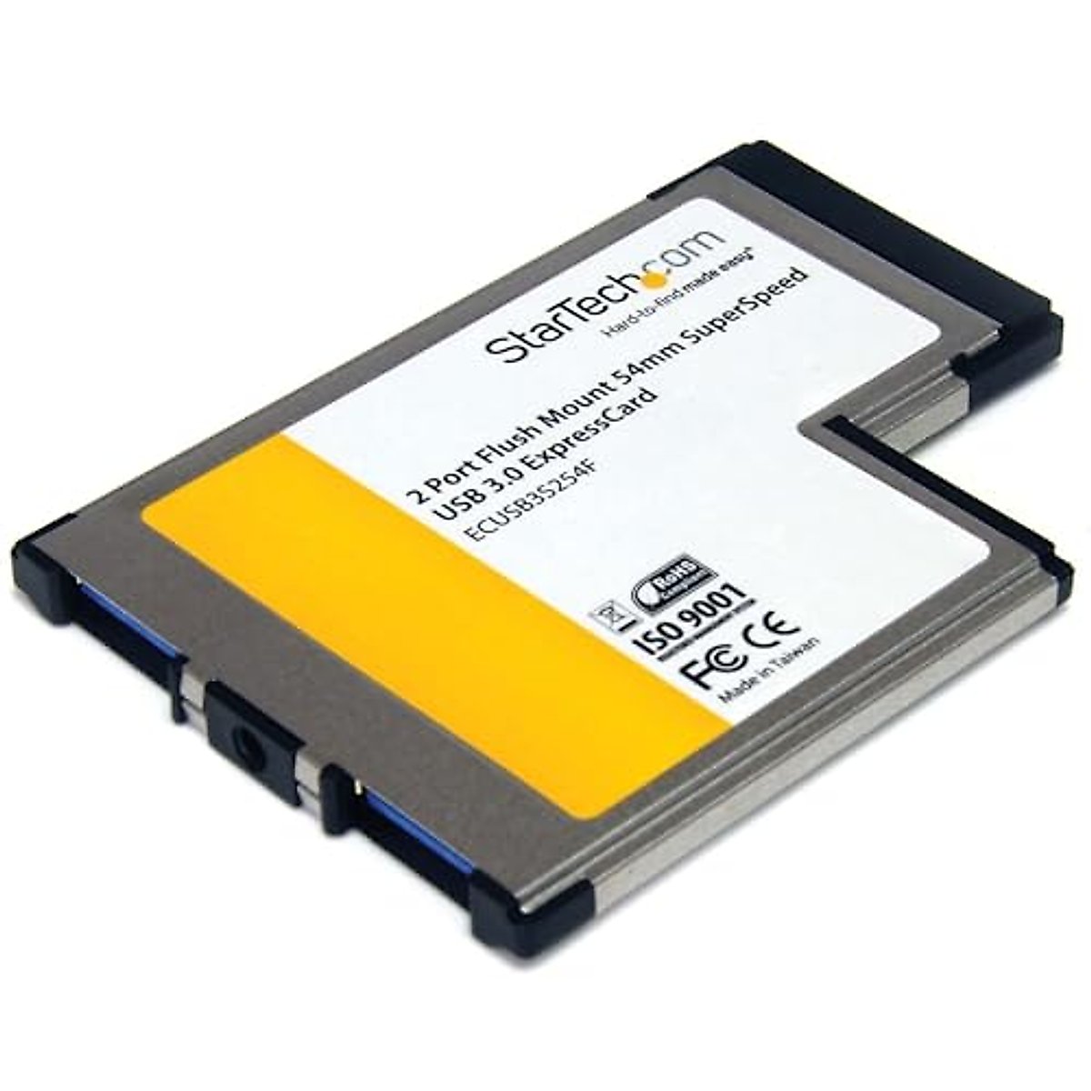 StarTech.com 2 Port Flush Mount ExpressCard 54mm SuperSpeed (5Gbps) USB 3.0 Card Adapter with UASP - Dual Port Laptop ExpressCard USB 3 Controller, TAA (ECUSB3S254F)