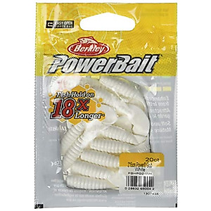 Berkley PowerBait Power Grubs Fishing Bait, White, Irresistible Scent & Flavor, Realistic Action, Bulky Body, Ideal for Bass, Walleye, Trout and More