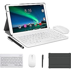 TOSCiDO Tablet 10 inch Octa Core Tablet Android 11,4GB RAM,64GB ROM Expand to 1 TB,13M&5M Camera,5G Wi-Fi,Bluetooth 5.0,GPS,Type-C,Include Bluetooth Keyboard,Mouse,Tablet Case and More - Silver
