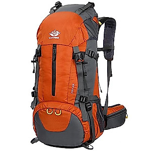 Esup Hiking Backpack, 50L Multipurpose Camping Backpack with rain cover 45l+5l (Orange)