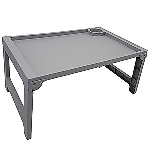 Folding Lap Table TV Bed Tray Eating Food l Reading/Laptop Desk On Bed or Couch with Cup Holder & Foldable Legs
