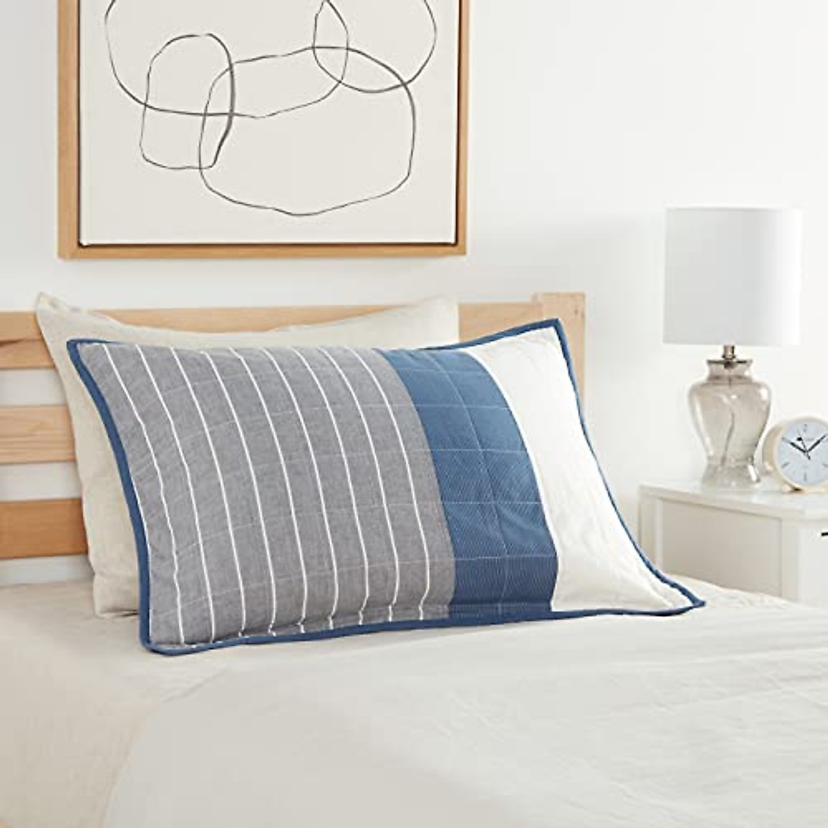 Nautica - Sham, Cotton Reversible Bedding with Envelope Closure, Pre-Washed for Added Softness, Stylish Home Decor (Swale Navy, 21" x 27")