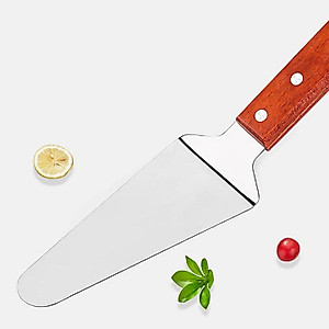MBBITL 10x Pie Server Cake Holder Transfer Triangular Spade Spatula for Pizza Cake Baking Wood Wooden Handle Shovel Stainless Steel