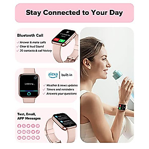 Fitness Tracker, Smart Watch with Alexa [Answer/Make Call] 24/7 Heart Rate，Blood Oxygen Monitor, Sleep Tracker, IP68 Waterproof Activity Trackers and Smart Watches for Android iOS