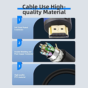 Postta HDMI Cable 75 Feet with Built-in Signal Booster HDMI 2.0V Cable with 2 Piece Cable Ties+2 Piece HDMI Adapters Support 3D,1080P,Ethernet,Audio Return