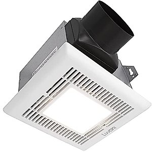 Maxxima Luvoni 80 CFM Bathroom Exhaust and Ventilation Fan - 3000K Warm White 600 Lumen LED Light, Quiet 1.5 Sones Operation, White Grill Ceiling Fan