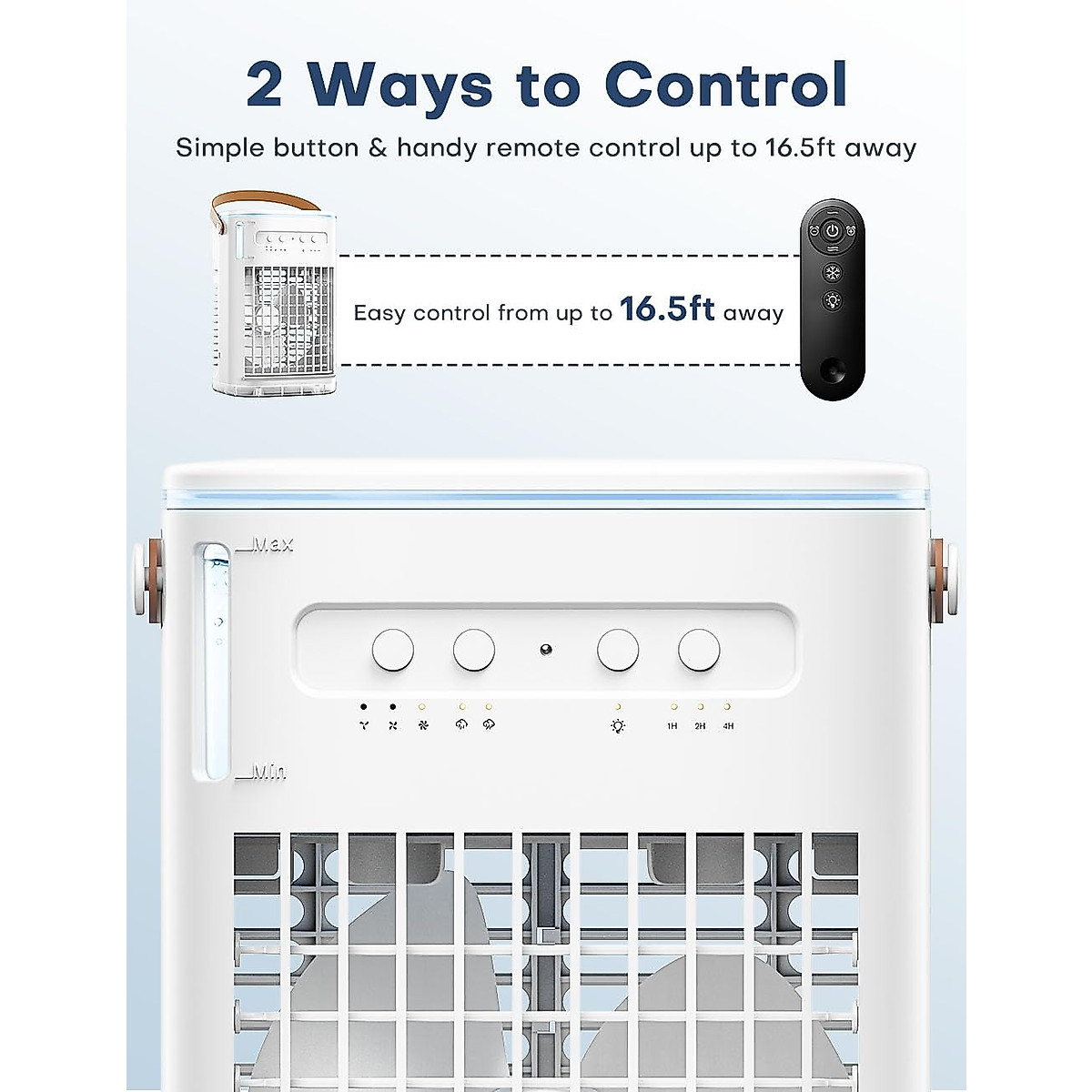 TEMEIKE 4-IN-1 Personal Air Conditioner w/Remote, 2 Ice Packs, 1200ML Tank, 7H Timer for Smart Auto-Off,2 Cool Mist,3-Speed Small Portable Air Conditioner, 7-LED Light Evaporative Air Cooler for Room