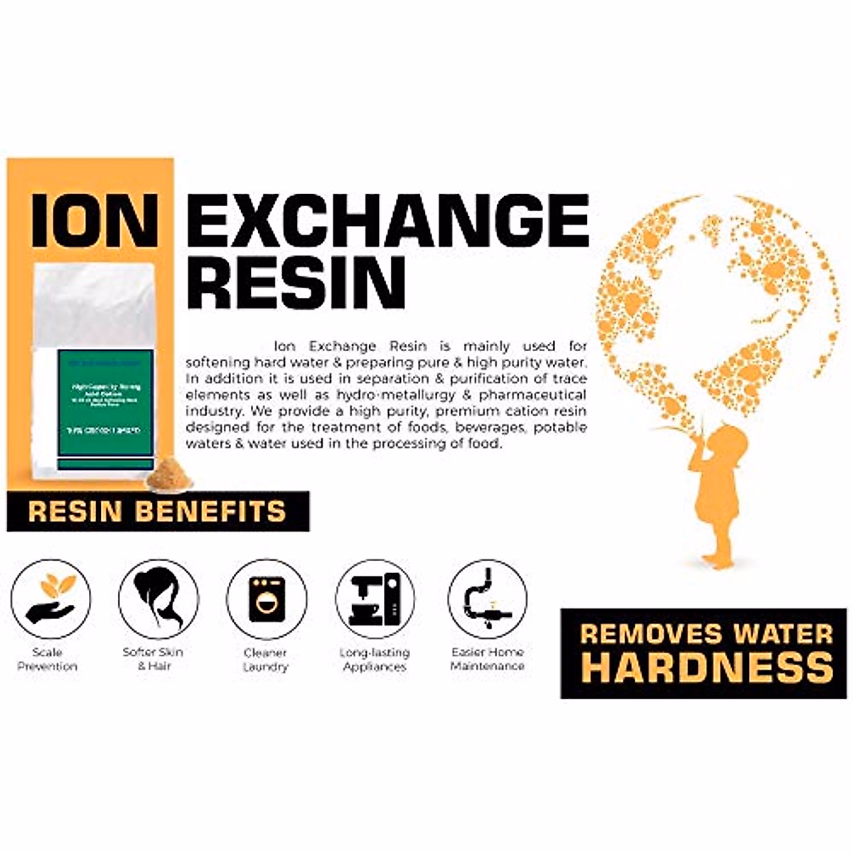 Replacement Water Softener Tank + Pre-loaded 10% Cross Linked Cation Resin and Riser Tube | 12" x 52" - 2.0 Cubic Ft | 64,000 Grain