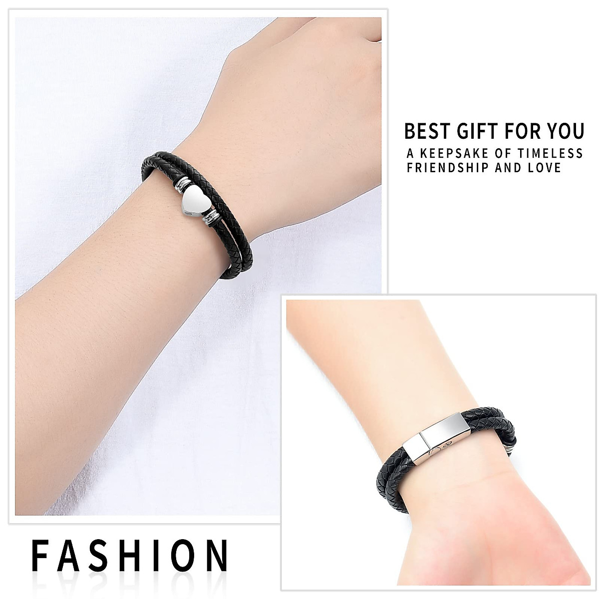 memorial jewelry Cremation Bracelet with Clasp Beads Cowhide Multi-Layer Braided Leather Urn Bracelet for Men Women