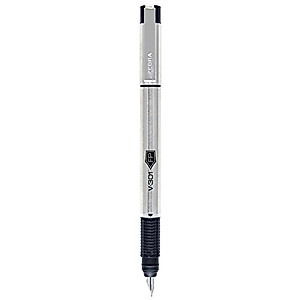 Zebra Pen V-301 Fountain Pen, Stainless Steel Barrel, Fine Point, 0.7mm, Black Ink, 1-Pack with Refill