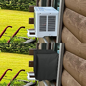 600D Outdoor Air Conditioner Covers and Indoor Air Conditioner Cover for U-Shaped Window Air Conditioner Unit, with Adjustable Hook and Loop Straps, Full Coverage and Dust-Proof Waterproof, Washable