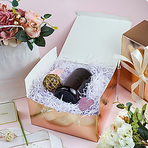 10 Pack Gift Boxes Rose Gold 8x8x4 Inches, Bridesmaid Proposal Gift Box Set with Ribbon，Paper Gift Box with Lids for Wedding Present, Cupcake Boxes, Birthday Party Favor, Engagements and Christmas