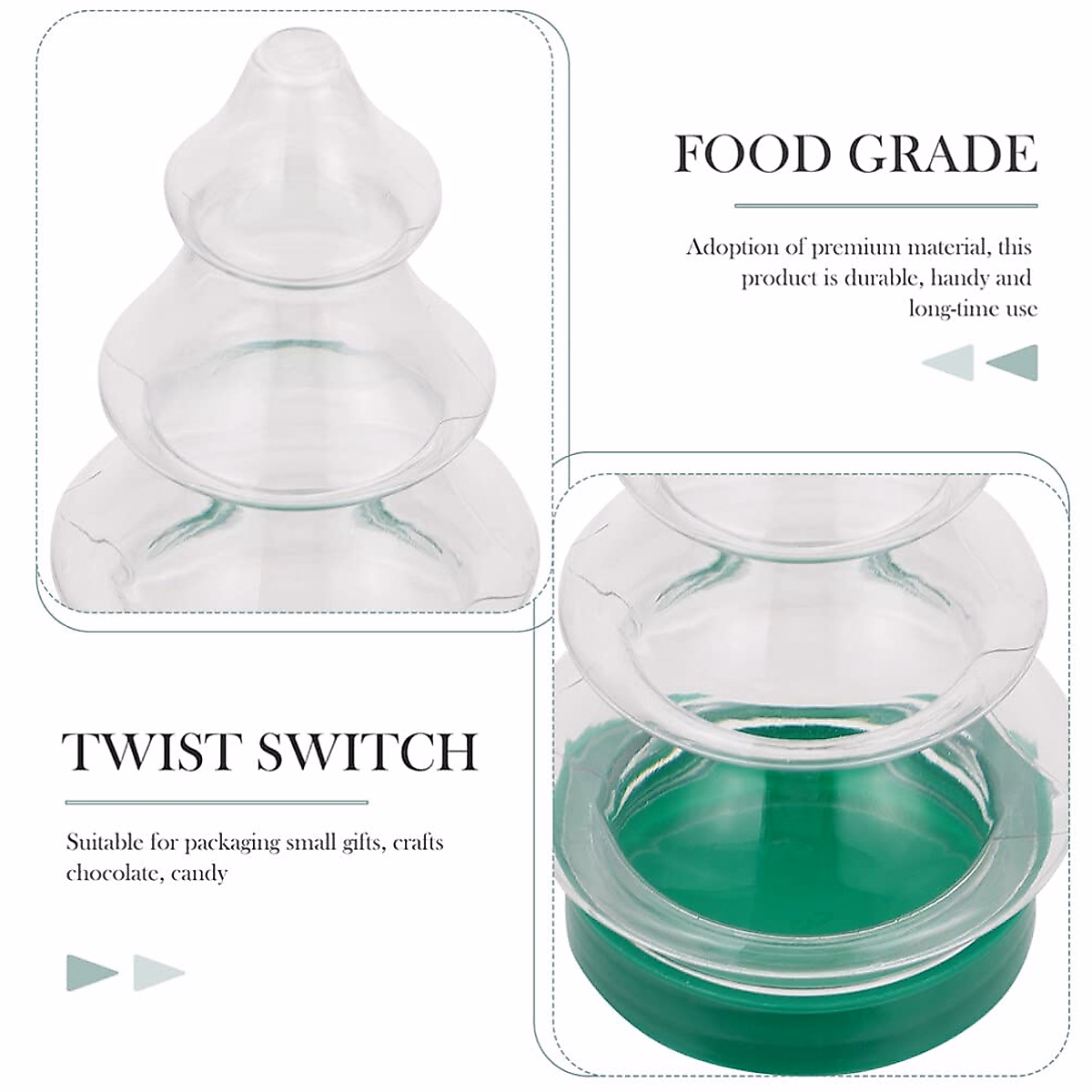 Abaodam 6pcs Fillable Christmas Tree Shape Clear Plastic Christmas Ornaments Candy Containers Candy Jars for DIY Crafts Party Favors