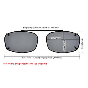 Eyekepper Metal Frame Rim Polarized Lens Clip On Sunglasses 54 * 34MM Grey Lens