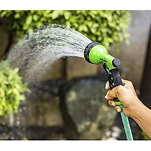 Signature Garden Heavy-Duty Water Hose Spray Nozzle - Comfort-Grip Hose Attachment - 8 Different Spray Patterns - Garden Hose Nozzle for Watering Lawns & Gardens, Washing Cars & Pets (Green)