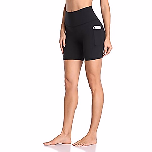 Colorfulkoala Women's High Waisted Biker Shorts with Pockets 6" Inseam Workout & Yoga Tights (M, Black)