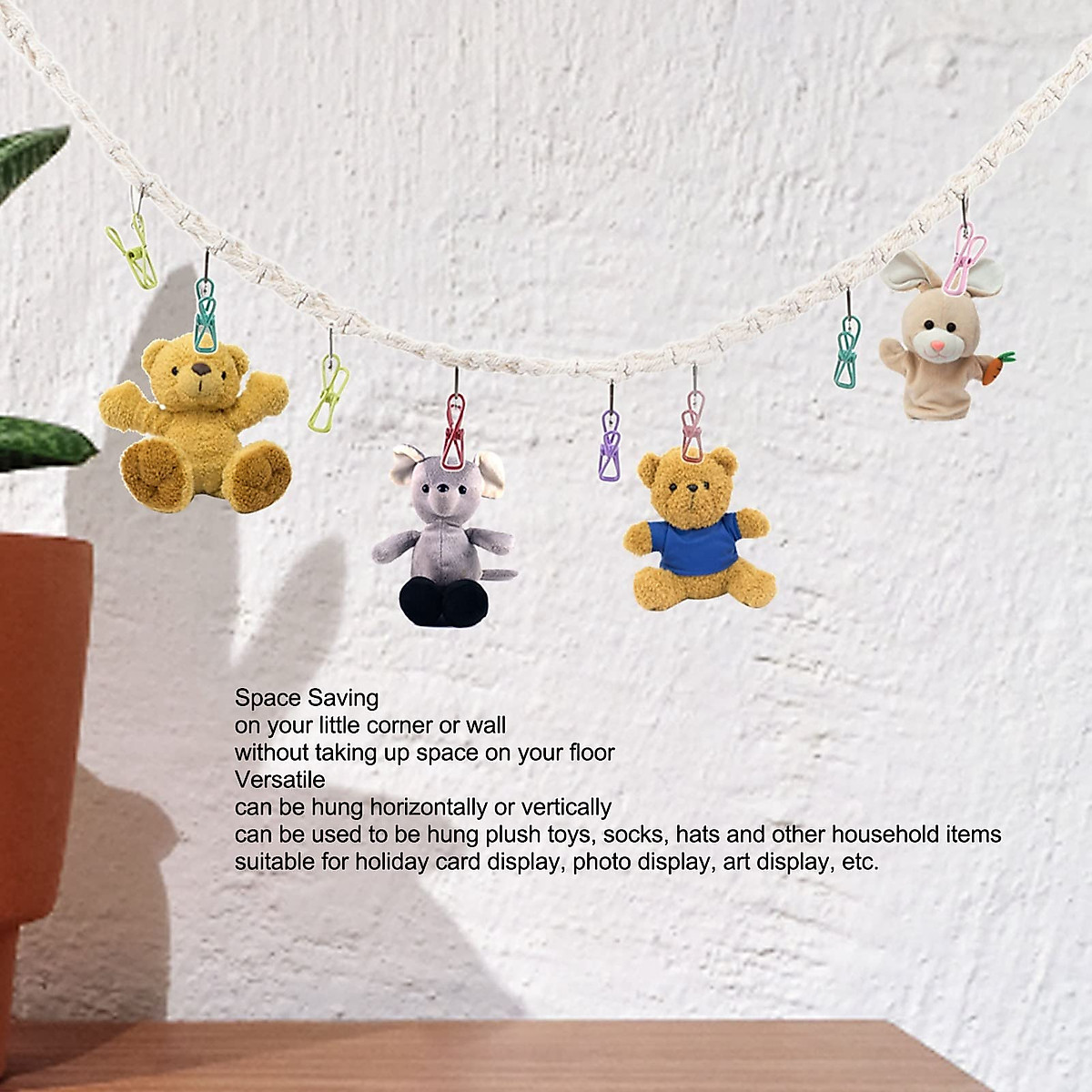 Generic Hanging Stuffed Animal Storage Chain Space Saving Wall Toy Storage Decor with Clips and Hooks for Children's Room (White), Genericetra9q8dzo-11