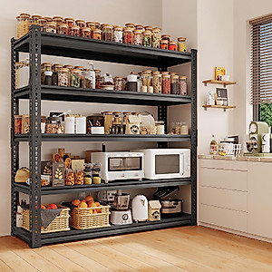 Lauxery 45.2" Wide Garage Shelving Heavy Duty Storage Rack 3000lbs Load Capacity, 5 Tier Adjustable Garage Storage Shelving Units, Boltless Metal Garage Shelf for Storage 72" H X 45.2" WX 18.8" D