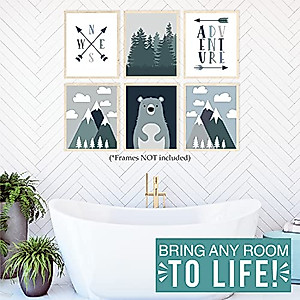 6 Reversible 8x10 Adventure Awaits Wall Decor Prints, Adventure Awaits Sign, Mountain Nursery Decor, Adventure Baby Shower Decorations, Adventure Awaits Baby Shower, Mountain Baby Shower Decorations