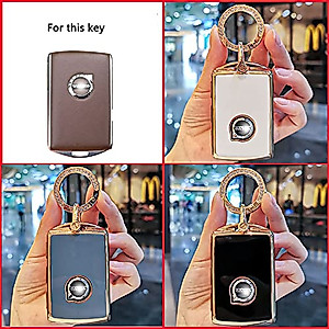 ROSYSZOU TPU Car Remote Key Fob Cover For Volvo XC40 XC60 XC90 S90 XC60 XC90 XC40 S90 V90 2018 2019 2020 2021 Keychain Car Accessories (Keychain-White)
