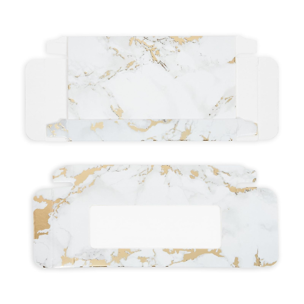 100 Pack Empty Eyelash Packaging Box with Tray, Marble Gold Foil False Lash Holder Case for Wholesale