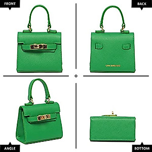 IKE DREAMS Women's Lux Micro Mini Vegan Leather Top Handle Fashion Crossbody (Kelly Green)