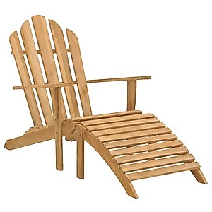 Tidyard Garden Adirondack Chair with Footrest Teak Wood Reclining Lounge Chair for Patio, Garden, Backyard, Poolside, Outdoor Furniture 26 x 59.4 x 38.6 Inches (W x D x H)