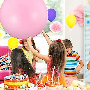 Charnoel 18 Pack 24 Inch Balloons Large Latex Balloons 36 Inch 18 Inch Giant Round Balloons Big Macaron Balloons for Wedding Birthday Party Baby Shower Decorations(Pink)