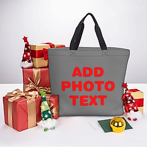 Custom Tote Bags With Logo Name Photo Personalized Shopping Bags Shoulder Bag For Women Business Work Travel Teacher Wedding College Birthday Christmas Gifts Reusable