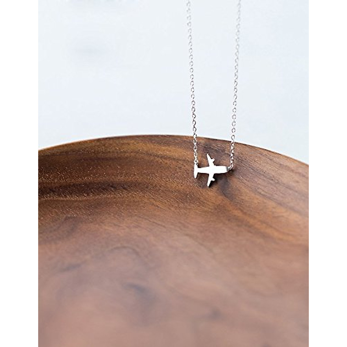 Helen de Lete Original Frosted Women's Airplane 925 Sterling Silver Collar Necklace