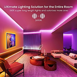 GUPUP 100 FT LED Strip Lights,Rope Lights,Bluetooth APP Control,Color Changing Light Strip,Lights sync with Music,para cuarto,LED Lights for Bedroom...