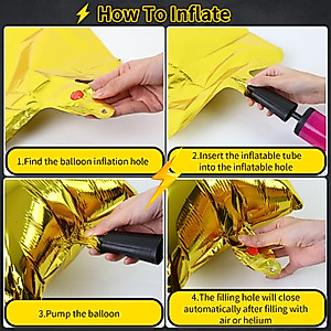 6 Pcs Lightning Balloons 45 Inch Yellow Flash Mylar Foil Balloons For Party Thunder Lightning Shape Floatable Balloons For Boys Electric Birthday Party Wedding Graduation Baby Shower Decors